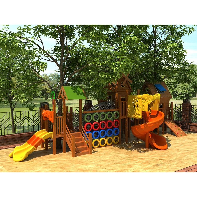 Wooden playground,Wooden swing and slide set - Zhejiang Monle Toys Co.,Ltd