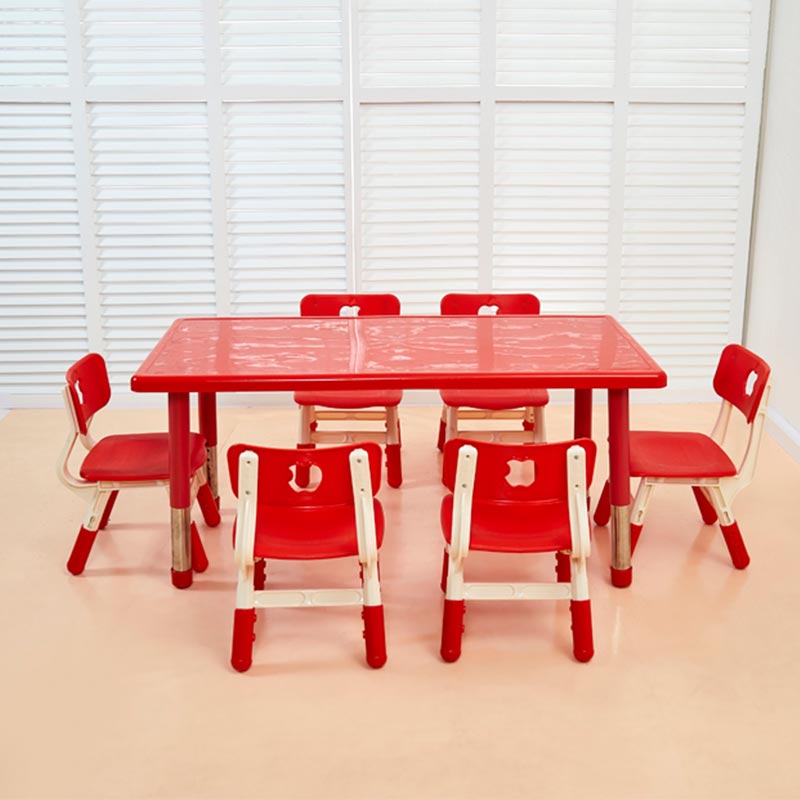 Plastic Six-person Extended Rectangular Table (stainless Steel Lifting ...